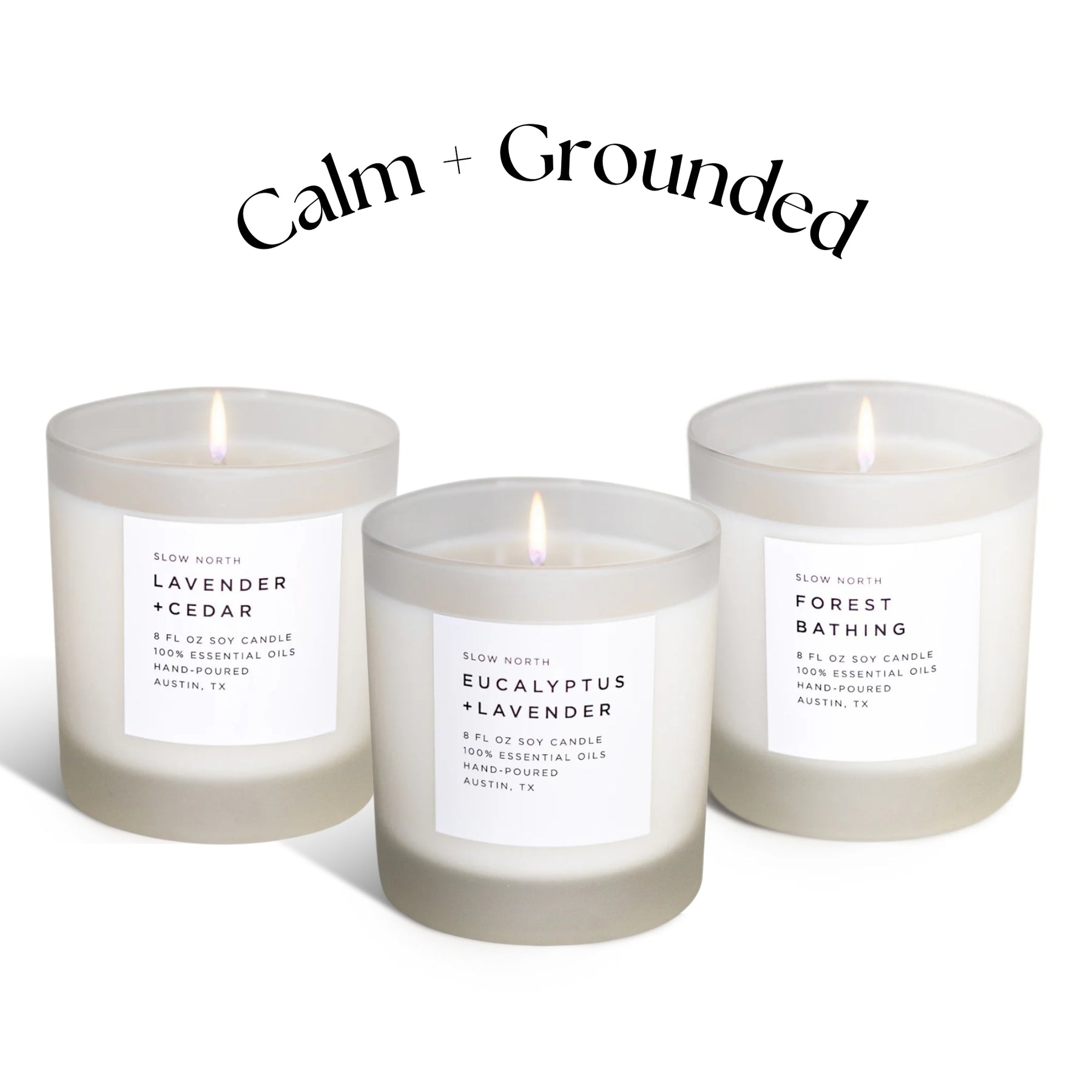 Calm + Grounded Candle Trio – Natural Soy Candles with Essential Oils ...