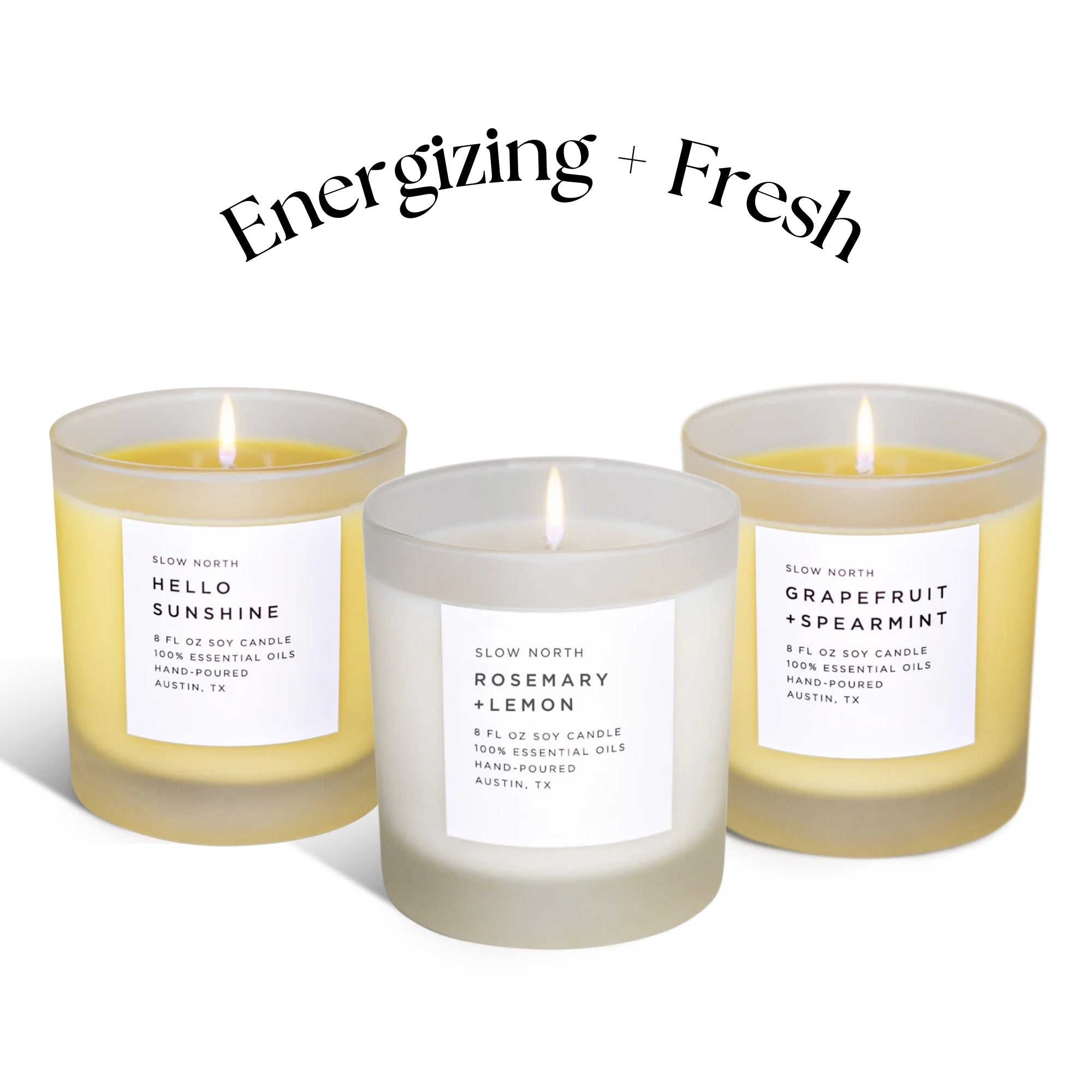 Energizing + Fresh Candle Trio – Uplifting Soy Candles with Essential ...